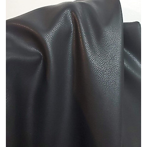 NAT Leathers™ | Black Garment Weight Thin Faux (Peta-Approved Vegan) Leather Synthetic Pleather 0.7 mm Stretch 1 Yard 52 x 36 inches Soft Smooth for Garments, Pants, Skirts Shirts 0.7 mm