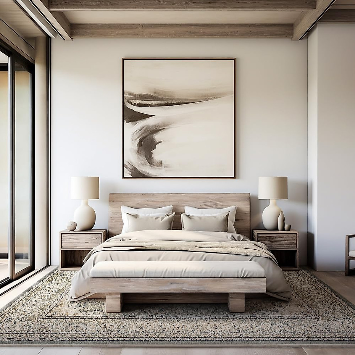 SunNewt Stain Resistant Washable Area Rug 9x12 Living Room Large Rugs Soft Faux Wool Non-Shedding Low-Pile Floor Carpet for Dining Laundry Room Bedroom Bed Side, Olive