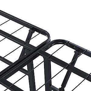 Olee Sleep Foldable Metal Platform Bed Frame, 14 Inch Steel Mattress Foundation, Easy Storage, No Box Spring Needed, Black, Twin Size