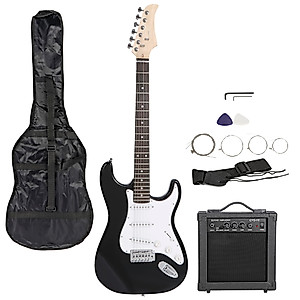 Saicool 39 Inch Full Size Electric Guitar Beginner Kit - Complete Starter Kit Bundle with 10w Amplifie, Carry Bag, Strap, Strings, Pick,for Music Lover Beginner,Black