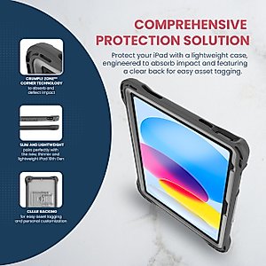 Brenthaven Edge 360 Case Fits iPad 9th | 8th | 7th Generation (10.2-inch) Protective Cover with Screen Protector and Adjustable Stand - Durable Slim Lightweight & Drop Tested Clear Back Shell - Gray