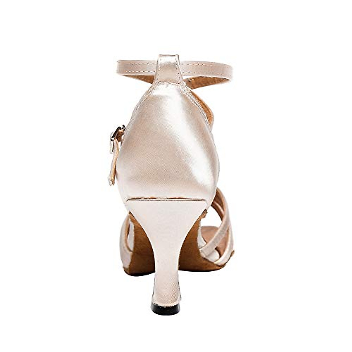 HIPPOSEUS Women's Latin Dance Shoes Satin Ballroom Party Salsa Dance Practice Performance High Heel,Nude color, 8.5 B(M) US