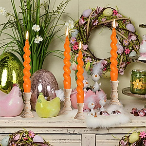 Gedengni Taper Candle Twisted Candlesticks -Gedengni 4pcs Short Candle Sticks 7inches Orange Tapered Candles Small Spiral Candles for Home Dinner Weddings Festive Party (2D4PC-ORANGE)