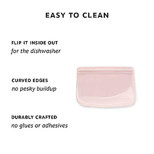 W&P Porter Silicone Reusable Storage Bag, Sandwich (10oz Flat), Blush, Food Storage Container, Microwave and Dishwasher Safe, Easy Cleaning