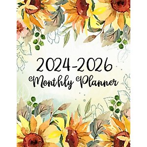 2024-2026 Monthly Planner: Large 3 Years from JANUARY to DECEMBER 36 Months Schedule Organizer with Holidays and Sunflower Cover