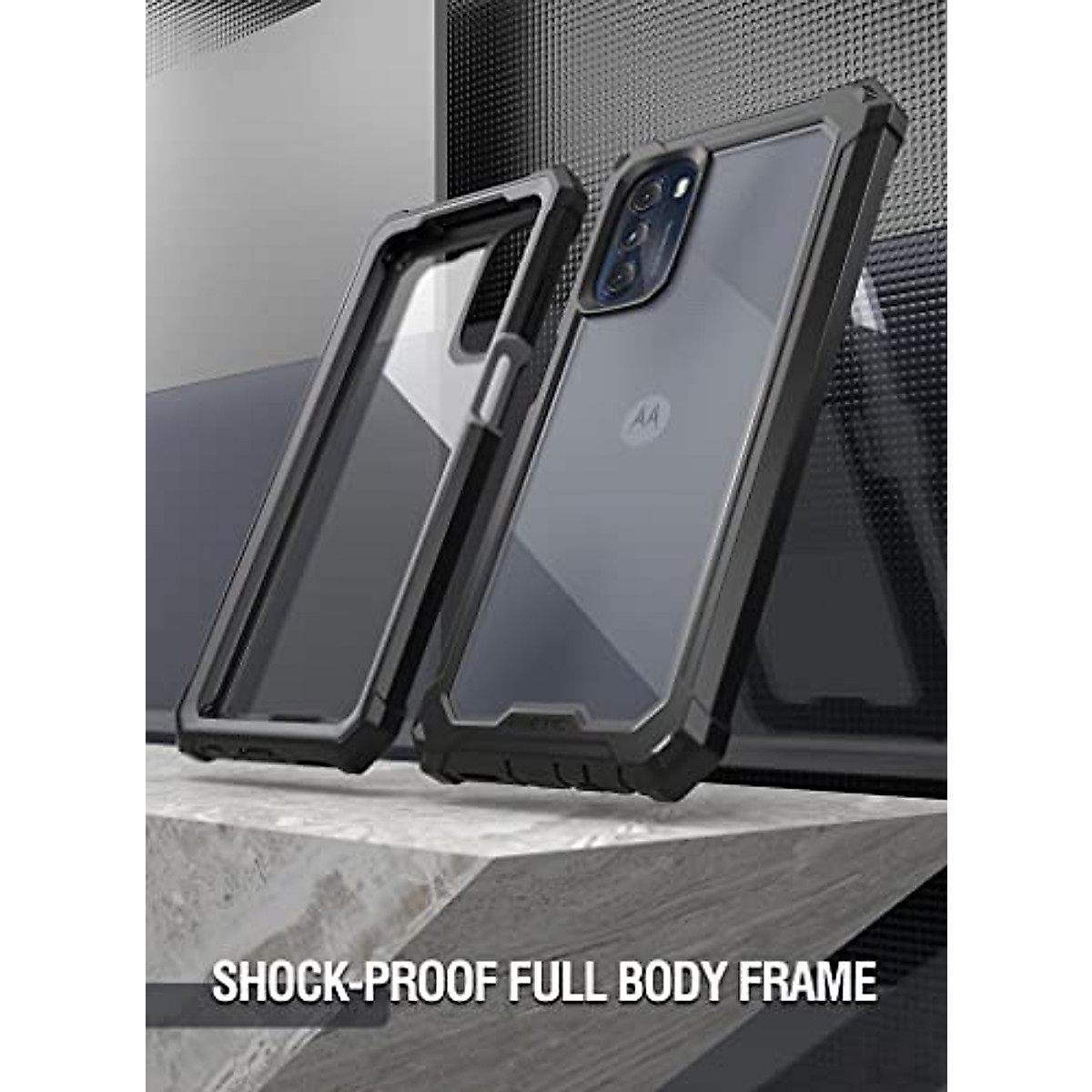 Poetic Guardian Case for Motorola Moto G 5G 6.5" (2022), [6FT Mil-Grade Drop Tested] Full-Body Hybrid Shockproof Bumper Cover with Built-in Screen Protector, Black/Clear