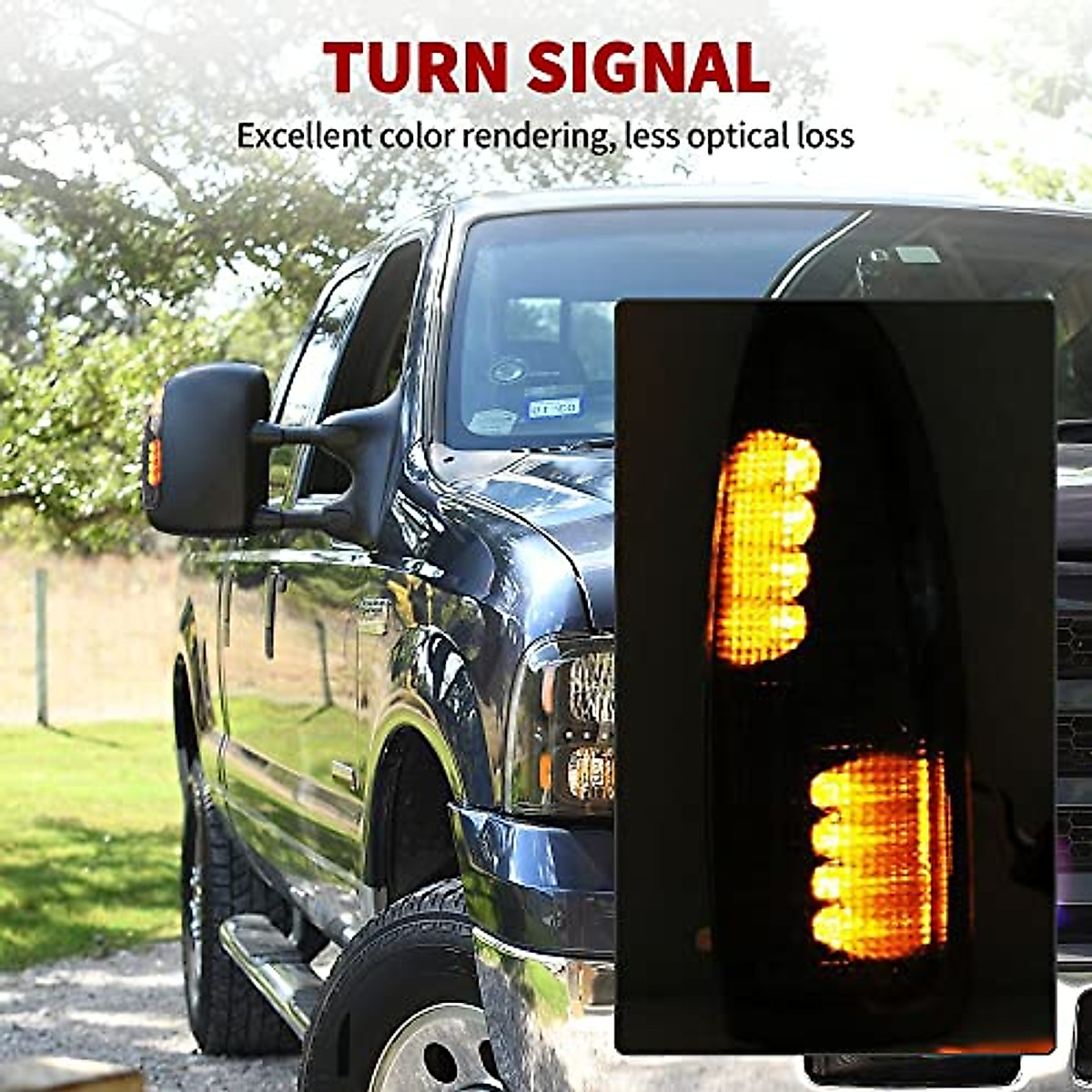 YITAMOTOR Tow Mirrors Compatible with 1999-2007 Ford F250 F350 F450 F550 Super Duty, 2001-2005 Ford Excursion Power Heated LED Signal Light Pair Set