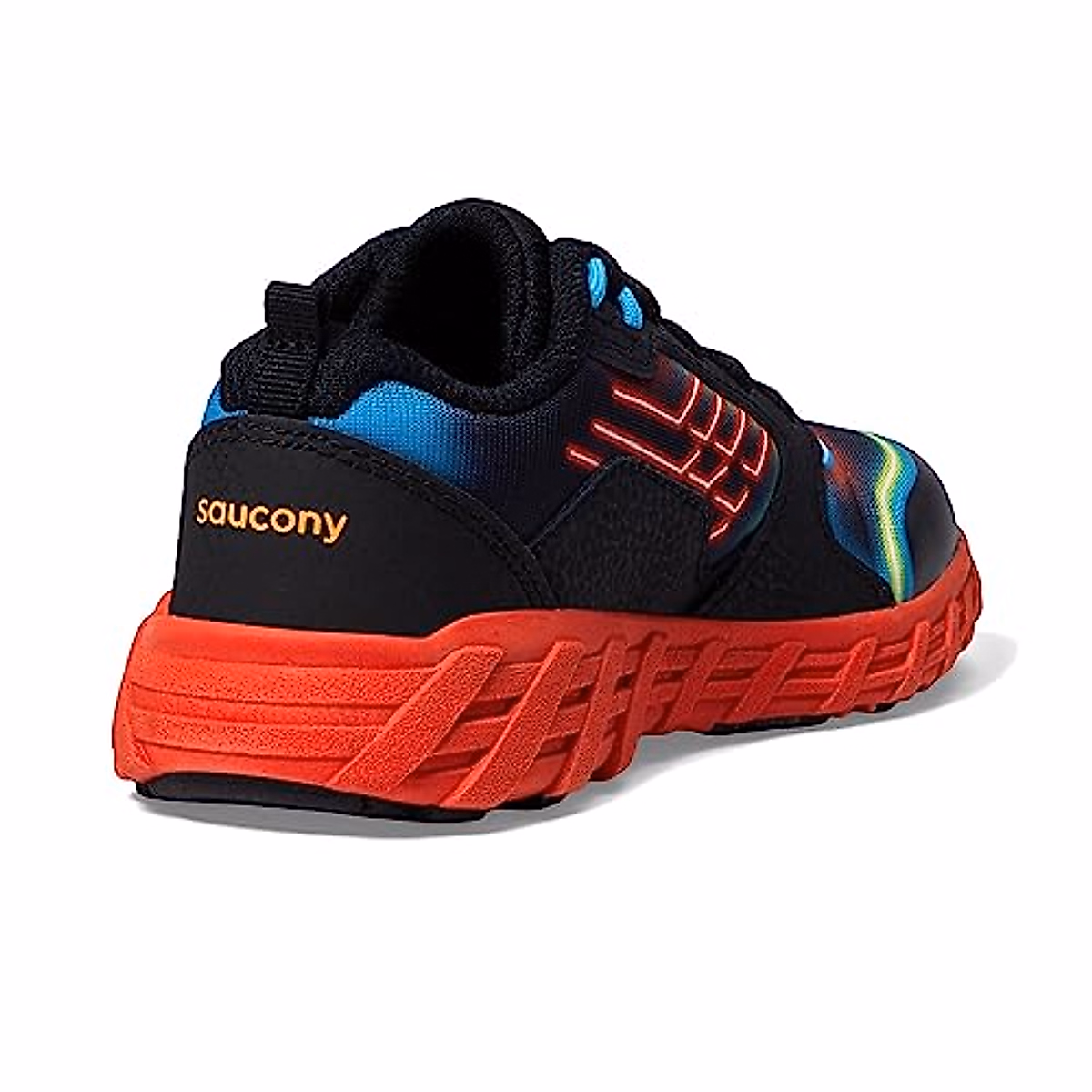 Saucony Wind 2.0 Sneaker, NEON/Black/RED, 2 US Unisex Big Kid
