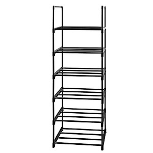 Easyhouse 6 Tier Tall Shoe Rack for Closet Entryway, Metal Sturdy Shoe Shelf Storage Organizer, Vertical Small Space Large Capacity for 12-16 Pairs of Shoes