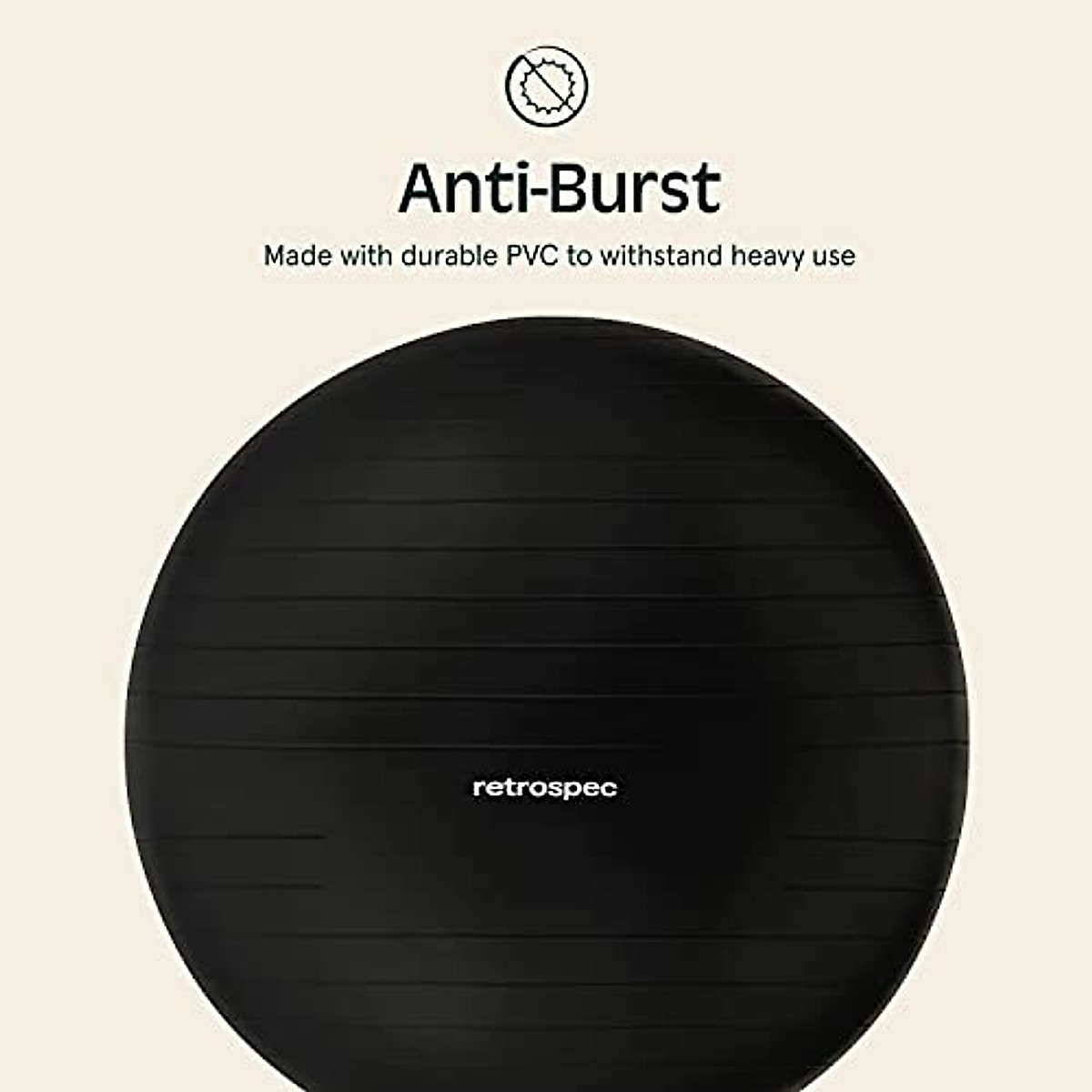 Retrospec Luna Exercise Ball - 55, 65, or 75cm Yoga Ball for Workouts, Stability, Pregnancy - Swish Balance Ball w/Pump for Office & Home Gym