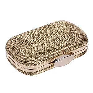 WANLIAN Womens Straw Clutch Summer Evening Handbag Beach Purse Woven Straw Bag Envelope Clutch (Gold)