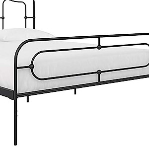 Mr. Kate Primrose Metal Bed with Secured Slats, Headboard and Footboard, Queen Size Frame, Black