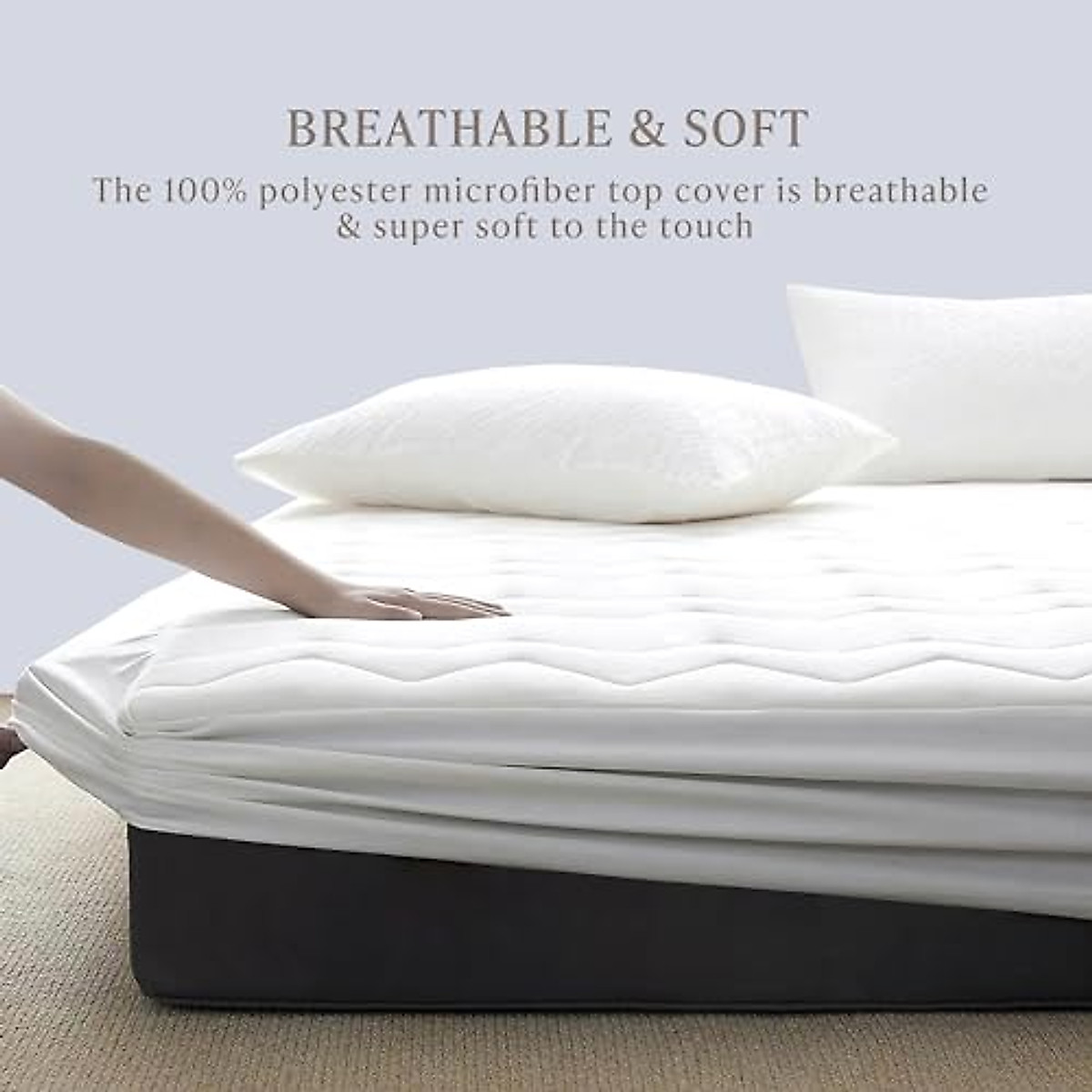 Kathy Ireland Mattress Topper Twin - Quilted Mattress Pad Cover Stretches up to 18" Deep Pocket Down Alternative Filled Mattress Protector White