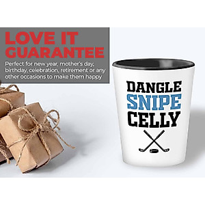 Bubble Hugs Hockey Shot Glass 1.5oz - Dangle Snipe Celly - Funny Hilarious Quote for Ice Hockey Player Coach Fan Hockey Puck Sports Lover