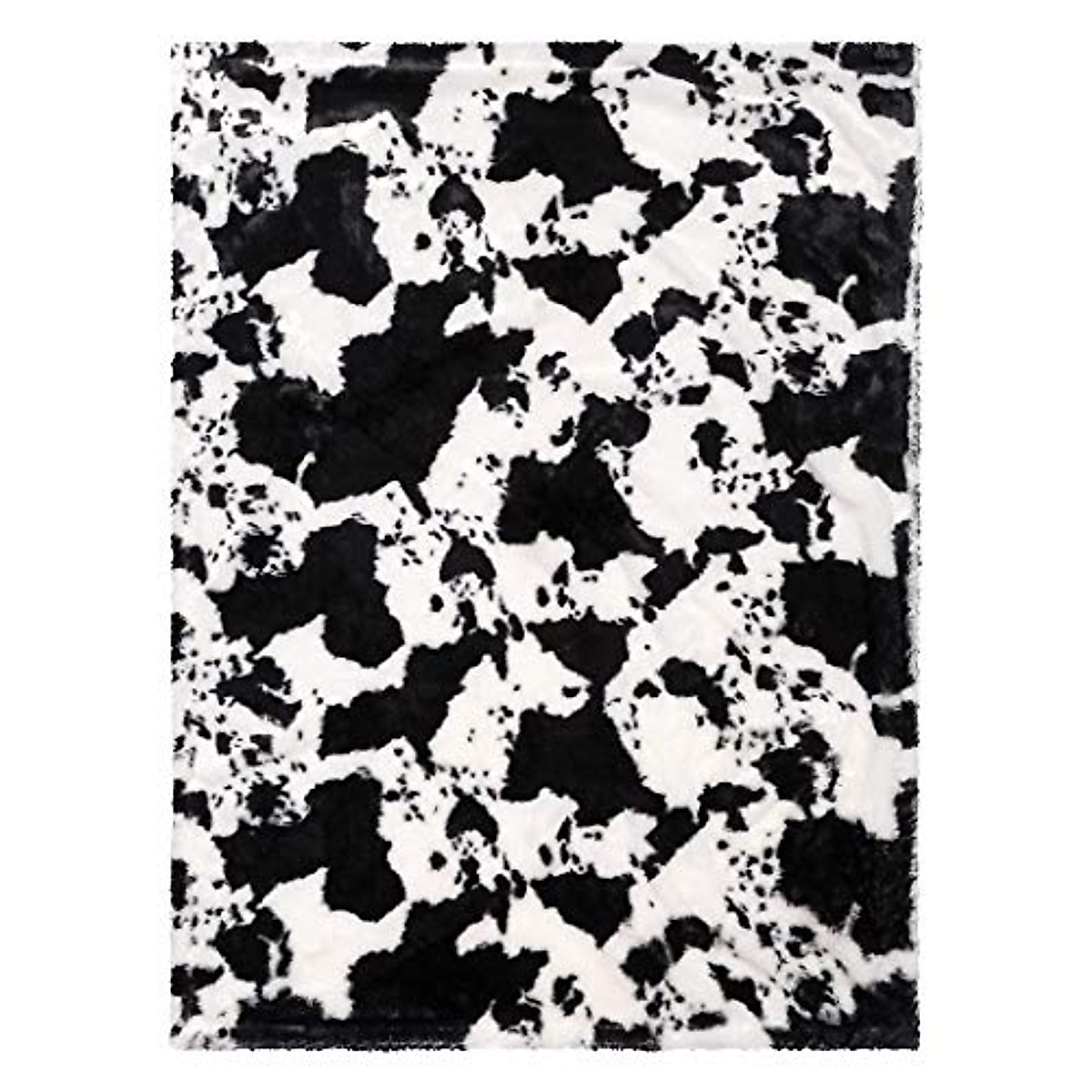 Cow Print Plush Baby Blanket-Cow Print Plush, White Back, Black, White, 30 in x 40 in