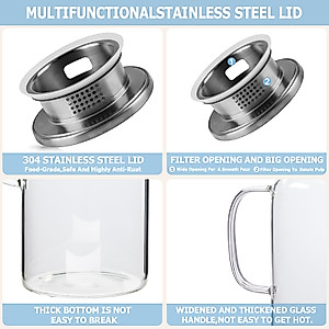 Yirilan Glass Pitcher, 2 Liter Water Pitcher with Lid and Spout, Large Pitchers for Drinks, Glass Water Carafe, Glass Jug, Beverage Pitcher