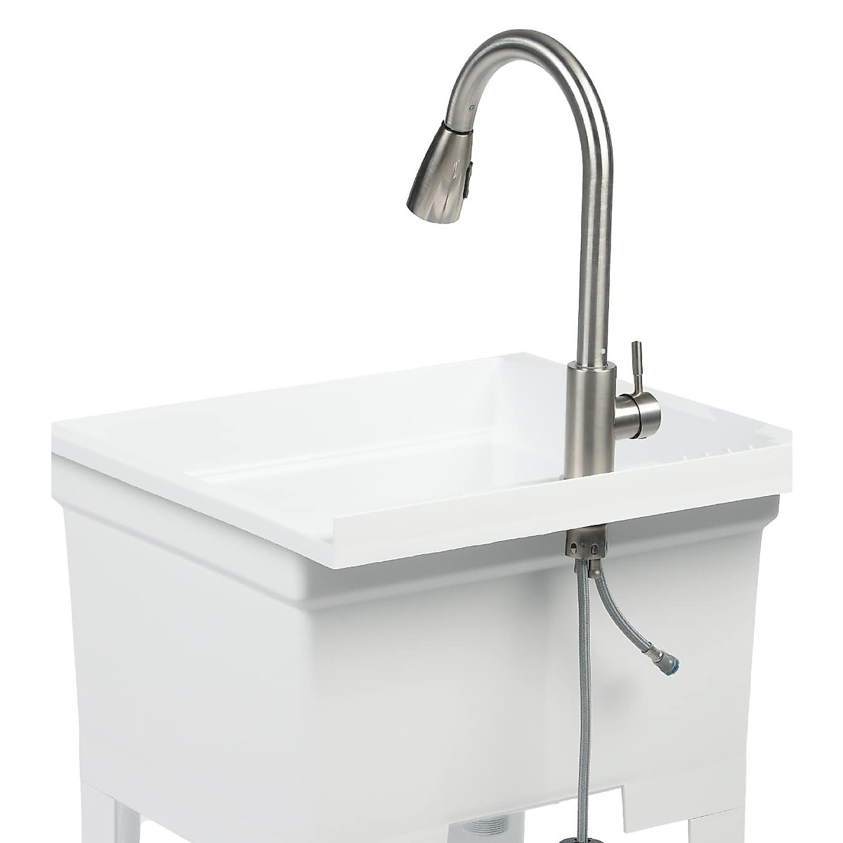 UTILITYSINKS USA-Made Plastic Freestanding 24 in x 24-Inch UtilityTub Heavy Duty Compact Utility Sink Ideal for Workshop, Laundry Room, Garage, Greenhouse, Pet Wash Station (White)