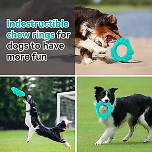 DAOZIJI Indestructible Dog Chew Ring Toys for Aggressive Chewers, Super Chewer Dog Toys for Medium Large Dogs, Puppy Teething Rings for Relax, Interactive Dog Ring Toys, Heavy Duty Dog Teething Toys