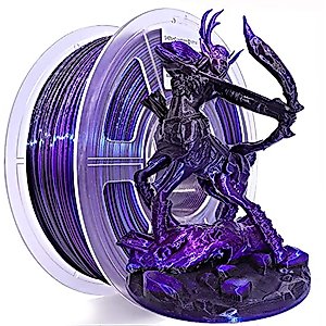 SIKENHO 3D Printer Filament, PLA Filament 1.75mm Silk Black Filament Shiny Purple Blue PLA, 3D Printing Filament 1kg Spool (2.2lbs), Dimensional Accuracy +/- 0.02mm, 3D Filament Fit Most FDM Printer