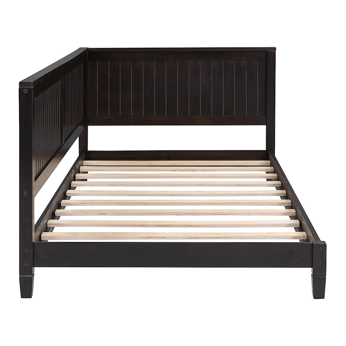 Royard Oaktree Twin Size Daybed, Wood Bed Frame with Headboard and Sideboard, Modern Low Sofa Bed Frame with Wooden Slats Support Mattress Foundation for Kids Room, Bedroom, Living Room, Espresso