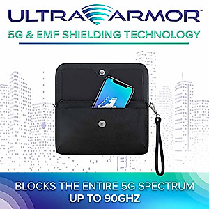 DefenderShield EMF Protection Clutch Purse - RFID Blocking Anti Radiation Crossbody Wristlet Handbag - Vegan Leather Bag, Black Pebble Grain