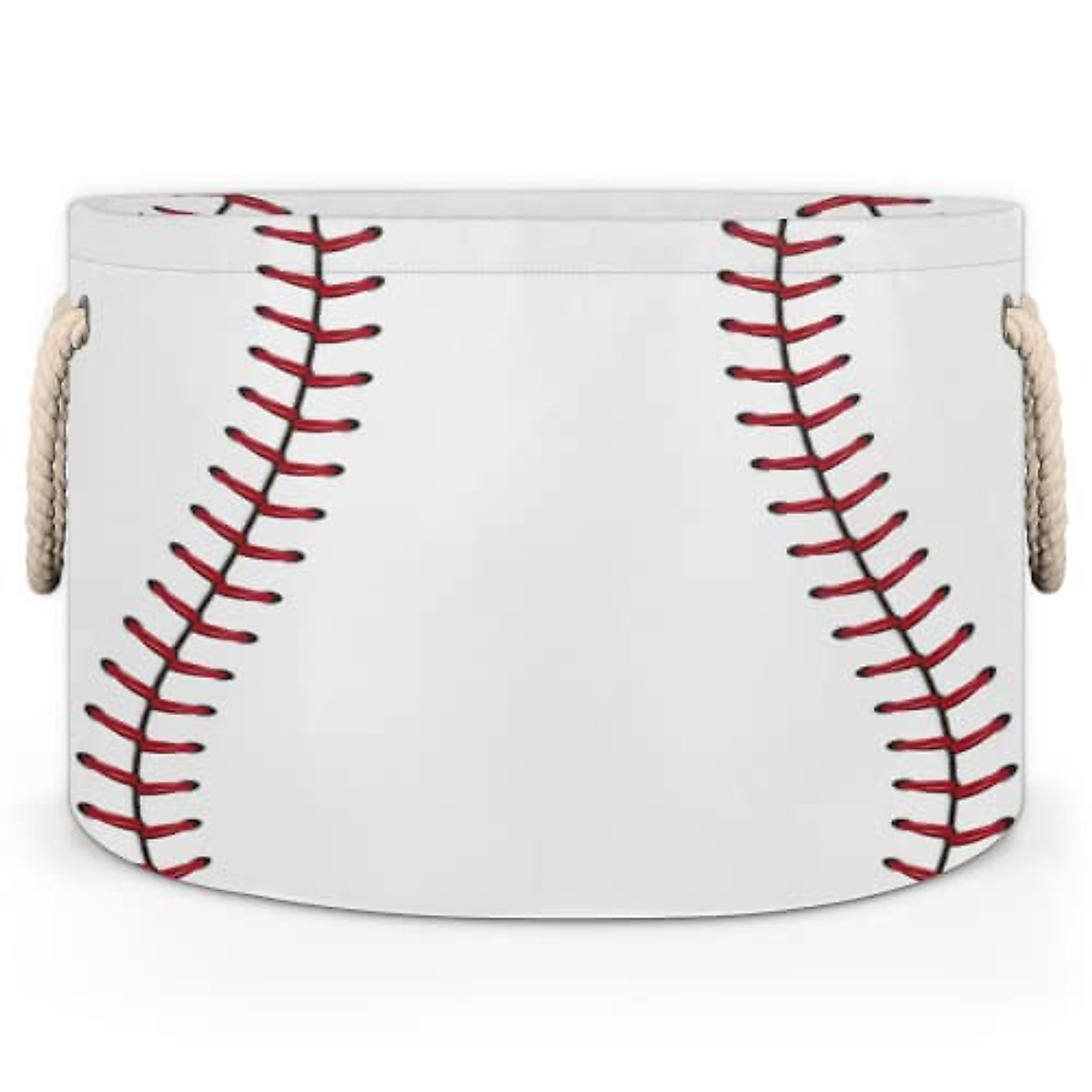 AUUXVA Baseball Lace Round Storage Basket Collapsible Laundry Baskets Cube Storage Boxes Bins For Bedroom Shelf Bathroom Toy Organizer