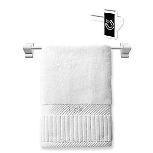 Skywin Magnetic Towel Holder for Refrigerator - 1 Pack Small Magnetic Curtain Rod for Metal Door with Adjustable Length - Fits Towels and Easily Attachable (White)