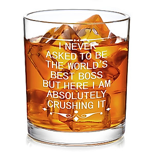 Futtumy The World's Best Boss Whiskey Glass 10 Oz, Boss Day Gifts for Him, Best Boss Gifts for Men Man Male, Bosses Day Gifts, Funny Boss Gifts on Bosses Day Christmas Birthday National Boss Day