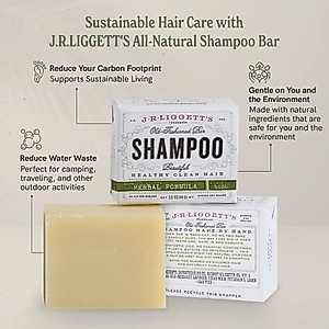 J·R·LIGGETT'S All-Natural Shampoo Bar, Herbal Formula - Supports Strong and Healthy Hair - Nourish Follicles with Antioxidants and Vitamins - Detergent and Sulfate-Free, Set of 3, 3.5 Ounce Bar