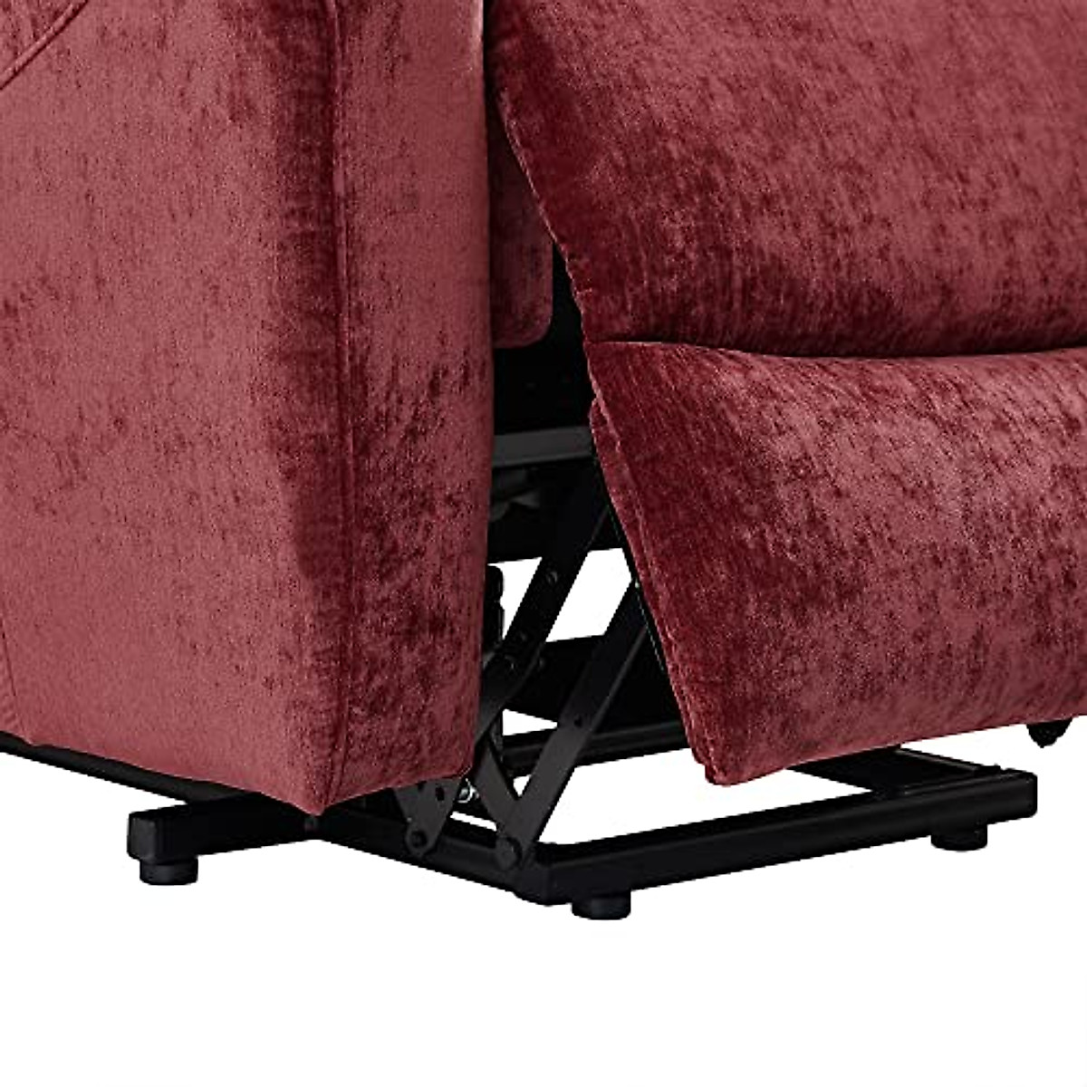 Electric Power Lift Recliner Chair, Vibration Massage Heated Chair for Elderly, Fabric Single Chair with 2 Side Pockets, Lounge Chair with 2 Cup Holders,1 USB Charge Port for Living Room Red