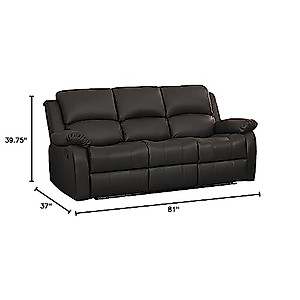Homelegance Clarkdale Double Reclining Sofa with Drop Down Cup Holders, Br Brown
