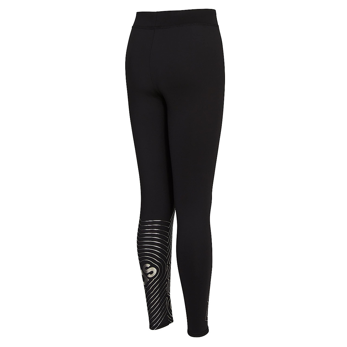 adidas girls Glam Graphic Tights Pants, Black With Silver, Large US