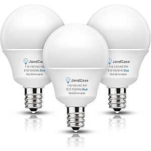 JandCase E12 LED Bulbs 60Watt Equivalent [12 Pack], LED Ceiling Fan Light Bulbs Small Base, 5000K Daylight G14 Small Base Light Bulb for Ceiling Fan Light Fixture, Non-Dimmable, UL Listed