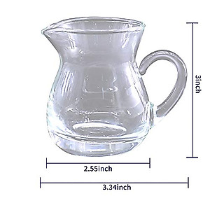 DGQ Classic Glass Creamer Pitcher with Handle 4oz Pack of 2 Milk Pourer Mini Creamer for Coffee Tea Maple Syrup Serving