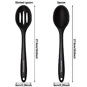 Silicone Cooking Spoon, Nonstick Kitchen Spoons for Cooking, Slotted and Solid Serving Spoon Heat Resistant, Silicone Mixing Spoons Basting Spoon Stirring Spoon for Nonstick Cookware 4 Pack