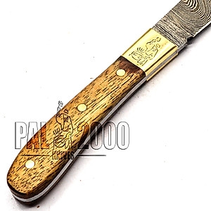 KNI-9725 Handmade Damascus Steel 9 Inch Knife Rosewood Handle With Leather Sheath