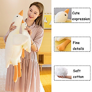 35.4" Goose Stuffed Animal Cute Swan Plushies Big Duck Plush Toy for Girls Boys Party Favors (White)