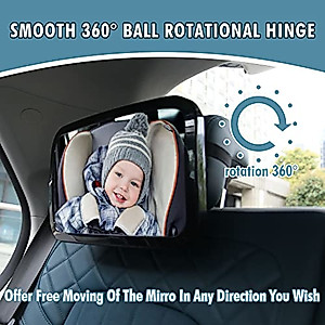 CARTMAN Baby Car Mirror, Safety Car Seat Mirror for Rear Facing Infant with Wide Crystal Clear View, Shatterproof, Fully Assembled, Crash Tested and Certified