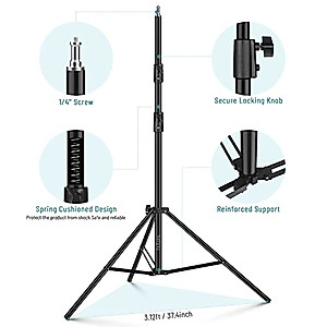 Heavy Duty 9.2 Feet/110'' Light Photography Tripod Stand, Sdfghj Aluminum Spring Cushioned Lighting Stand with Carry Bag for Relfectors Portrait, Softboxes, Umbrellas, Backgrounds, Flash, 280CM