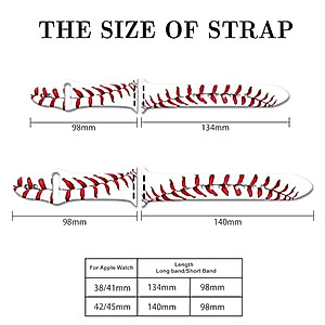 White Baseball Sports Watch Bands Compatible with Apple Watch 38mm /40mm/41mm, Adjustable Baseball Lace Wristbands Soft Silicone Replacement Strap for iWatch Series 7 6 5 4 3 2 1 SE