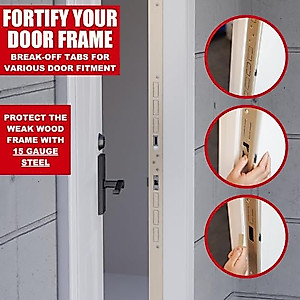 SECURITYMAN Super Door Jamb Reinforcement Set - Fortify Your Home (15GA Thick Steel) - Anti Door Kick in Heavy Duty Striker Plate Kit - Tamper/Corrosion Proof Door Jamb Repair Kit