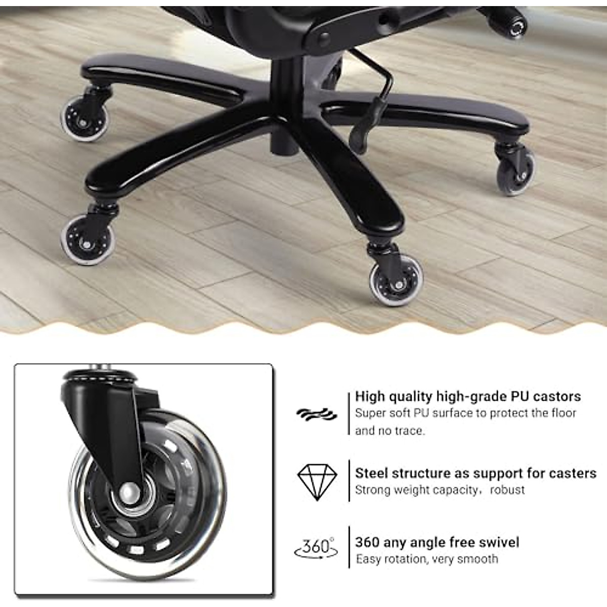400lbs Big and Tall Office Chair Wide Spring Seat Executive Office Chair for Heavy People Adjustable Headrest Home Office Desk Chair with Heavy Duty Casters 360 Swivel High Back Computer Chair (BLACK)