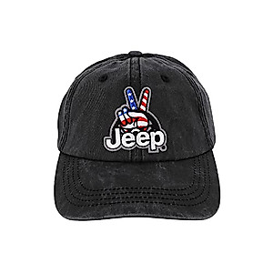 Jeep Wave USA Chino Twill Patch Garment Washed Hat Black