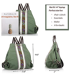 Women Canvas Backpack Daypack Casual Shoulder Bag, Vintage Heavy-duty Anti-theft Travel Backpack