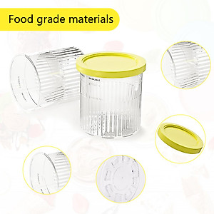 Replacement Pints and Lids for Ninja Creami, Compatible with Ninja NC501 NC500 Series, 24 oz Creami Pint Containers with Leak Proof Lids (blue, yellow) (2pcs)