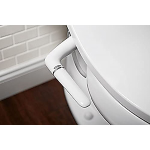 KOHLER K-5724-0 Puretide Bidet Toliet Seat, Elongated Manual Non Electric Bidet with Adjusting Spray Pressure and Position, White Quiet-Close Lid