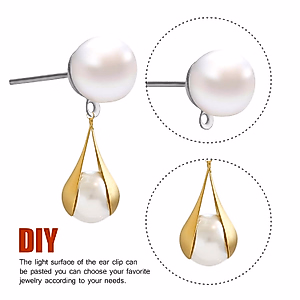 Aylifu 90pcs Faux Pearl Hypoallergenic Earring Posts Stud Earrings with Loop Metal Post Earring Studs and 90pcs Silver Butterfly Earring Backs for DIY Earring Jewelry Making