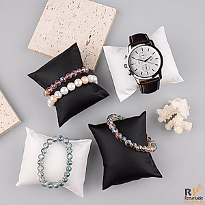 RP Remarkable Power, 10 Pack Black White Pu Leather Watch Pillows Jewelry Display Pillow Bracelet Cushion Bangle Display Pillows for Jewelry Display Gift Box