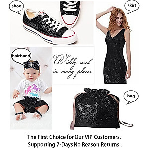 ShiDianYi 3 Feet 1 Yards-Sequin Fabric, by The Yard, Sequin Fabric, Tablecloth, Linen, for Xmas Decor (1 Yards 1PC Black)