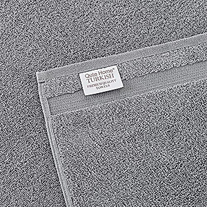 Qute Home 4-Piece Hand Towels Set, 100% Turkish Cotton Premium Quality Towels for Bathroom, Quick Dry Soft and Absorbent Turkish Towel, Set Includes 4 Hand Towels (Grey)